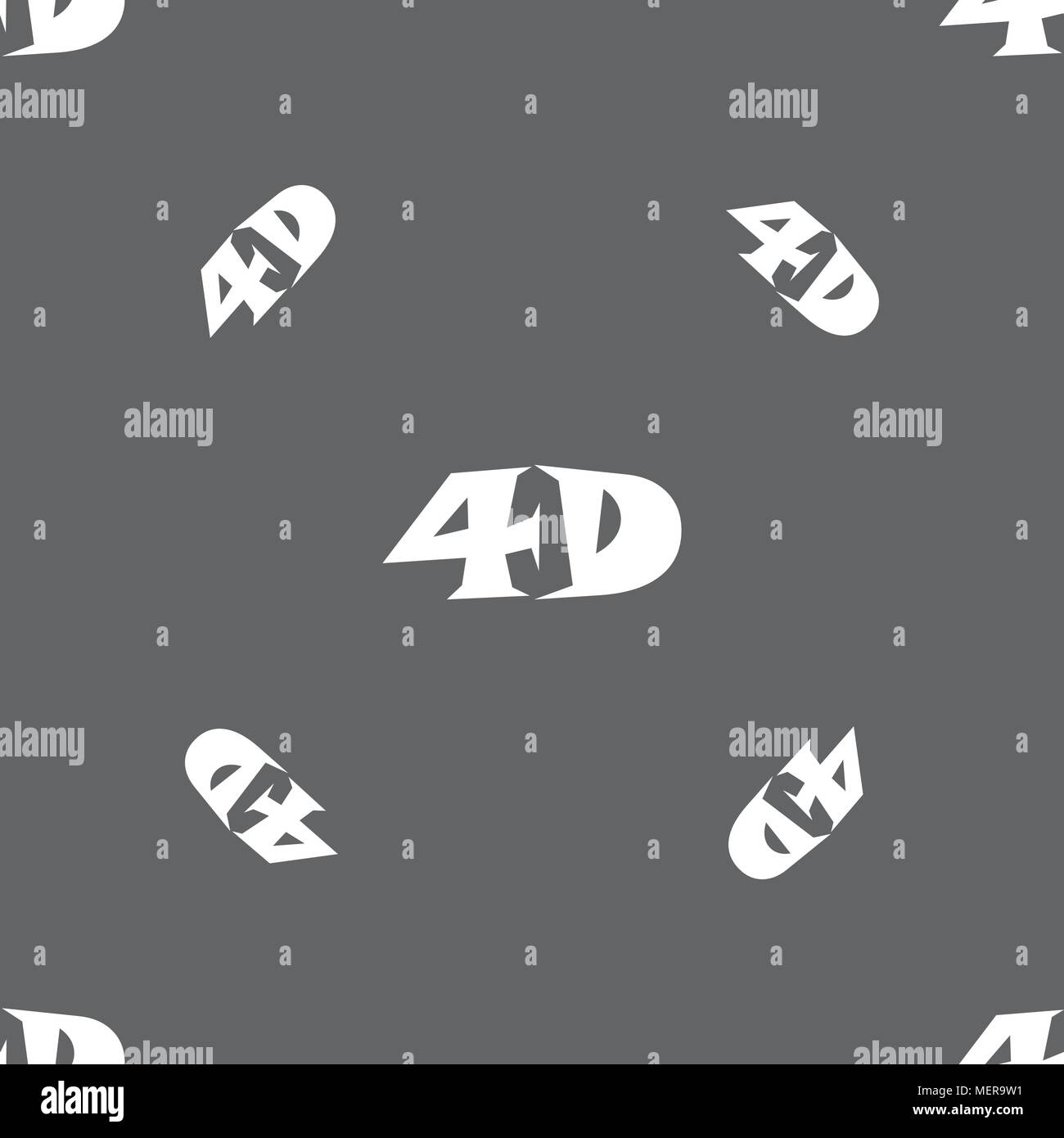 4D sign icon. 4D New technology symbol. Seamless pattern on a gray ...