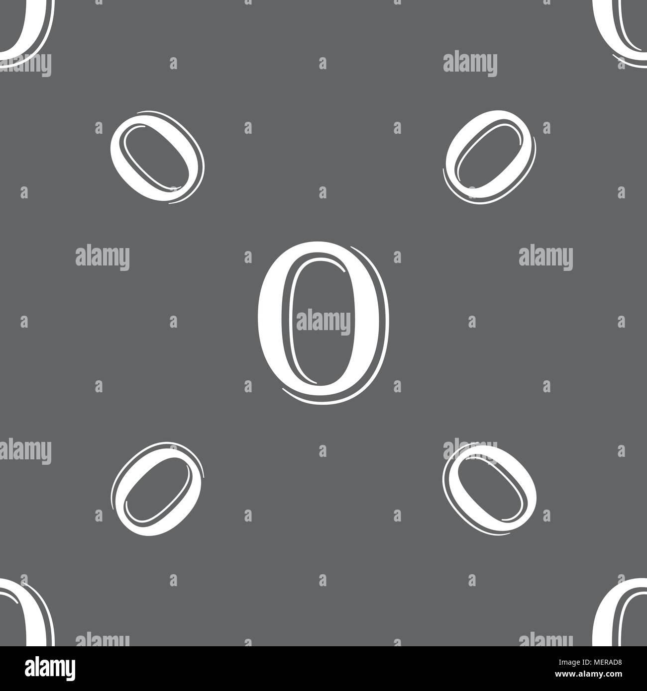number zero icon sign. Seamless pattern on a gray background. Vector ...