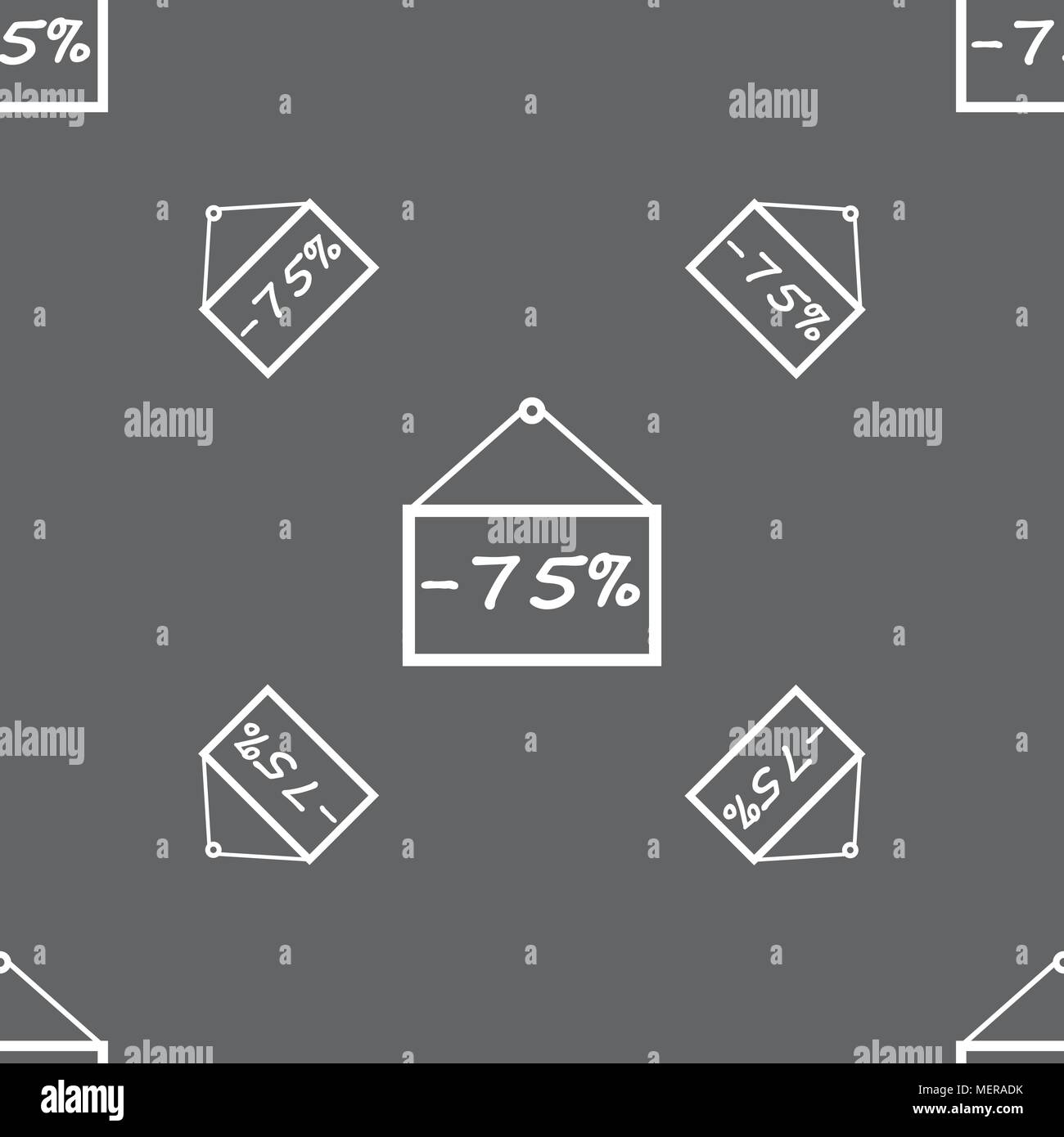 75 discount icon sign. Seamless pattern on a gray background. Vector ...