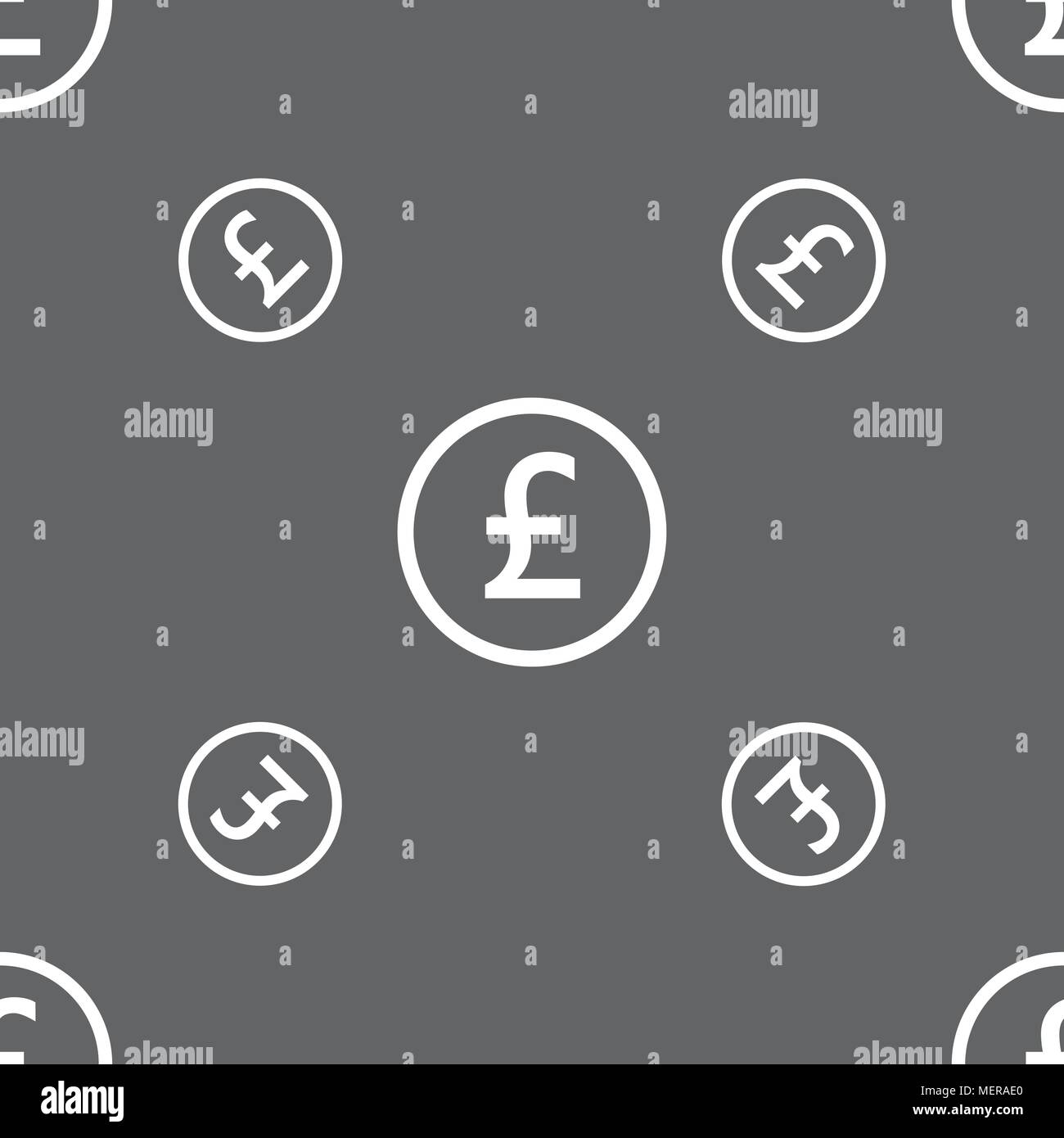 Pound sterling icon sign. Seamless pattern on a gray background. Vector ...