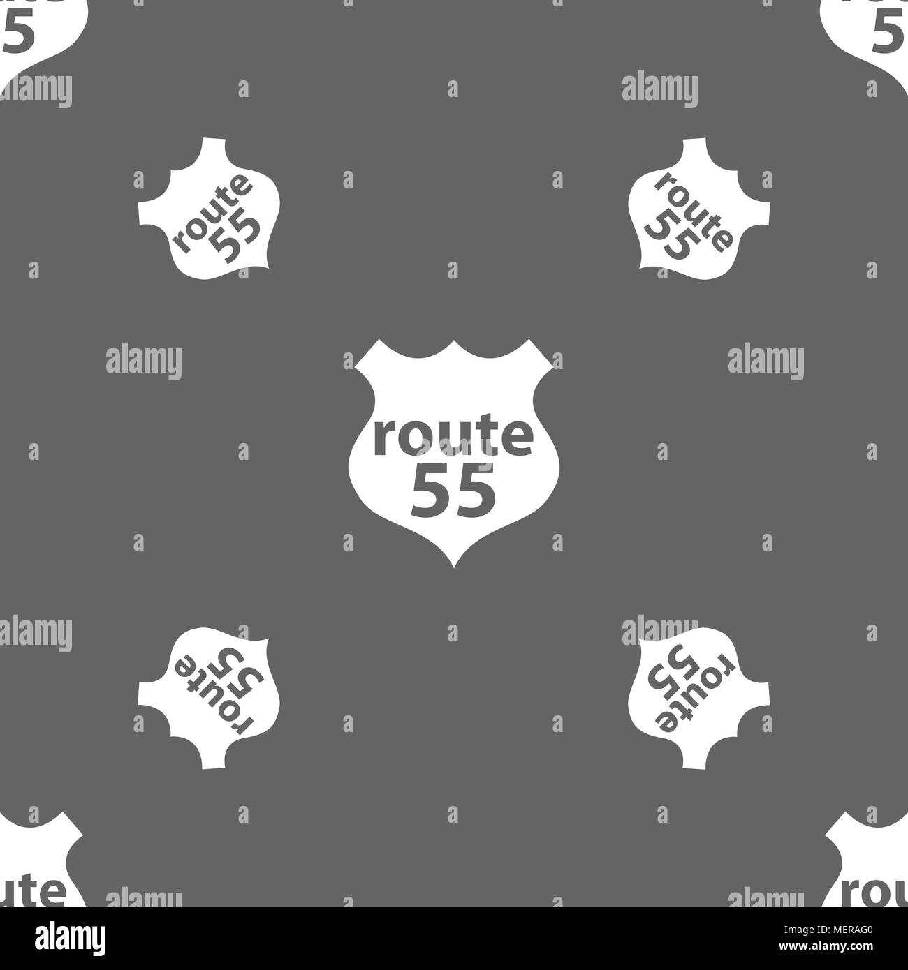 Route 55 highway icon sign. Seamless pattern on a gray background ...