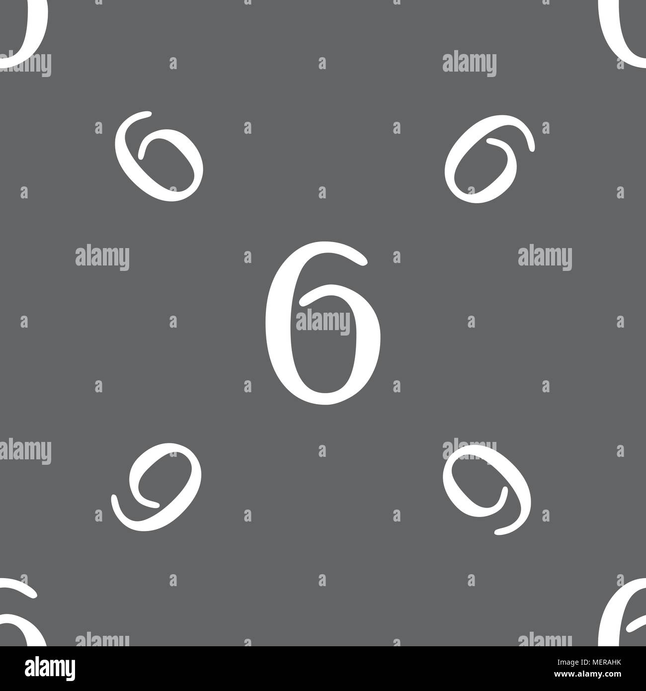 number six icon sign. Seamless pattern on a gray background. Vector ...