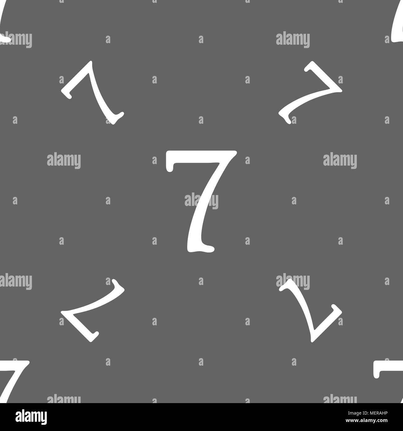 number seven icon sign. Seamless pattern on a gray background. Vector ...