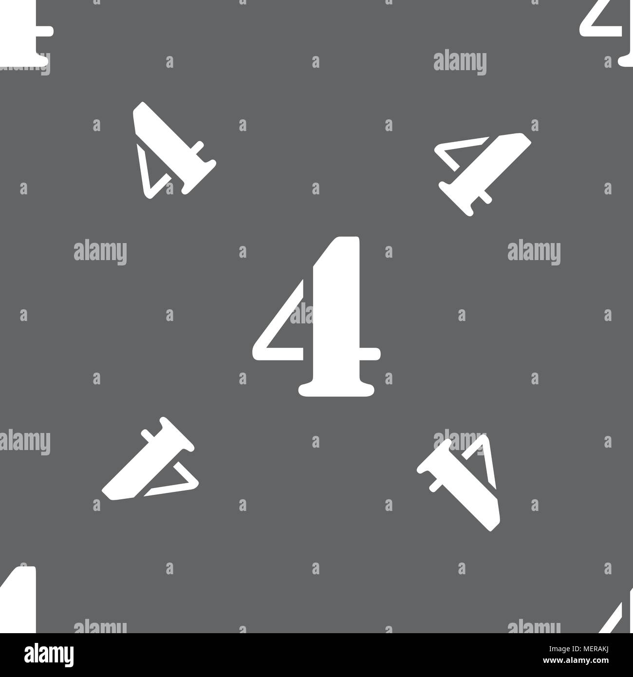 number four icon sign. Seamless pattern on a gray background. Vector ...