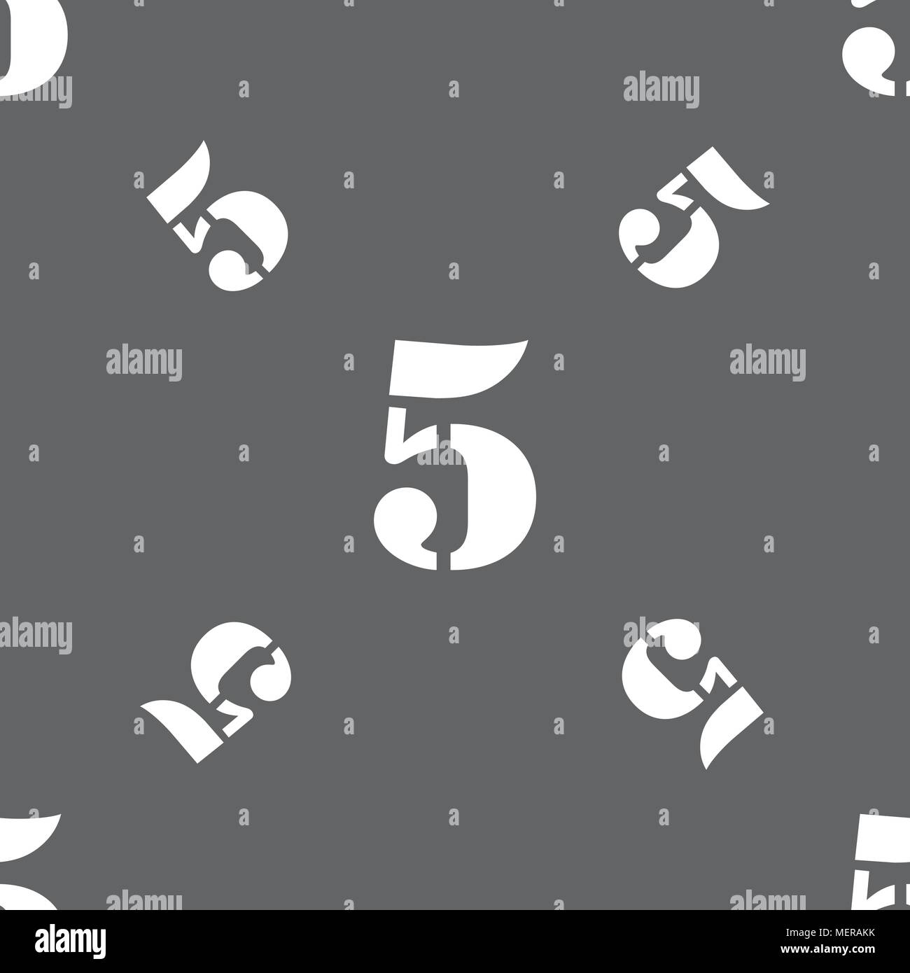 number five icon sign. Seamless pattern on a gray background. Vector ...