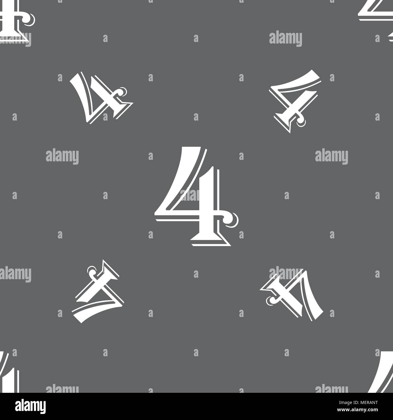 number four icon sign. Seamless pattern on a gray background. Vector ...