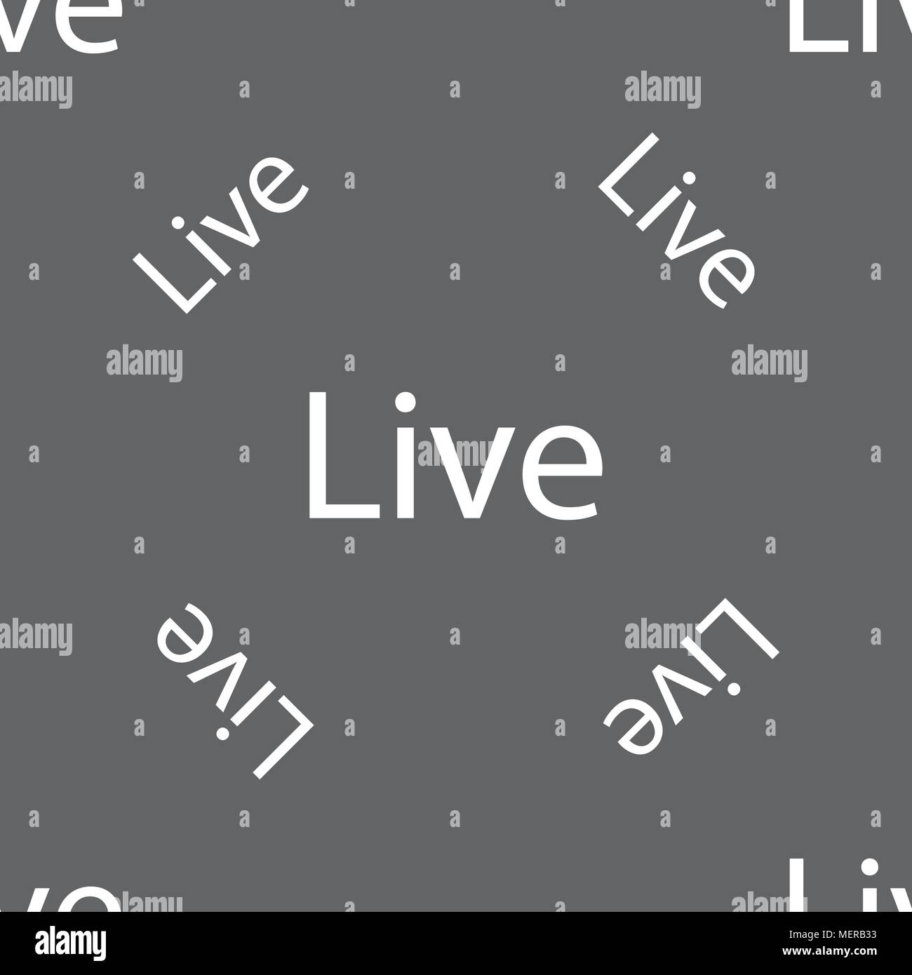 Live sign icon. Seamless pattern on a gray background. Vector ...