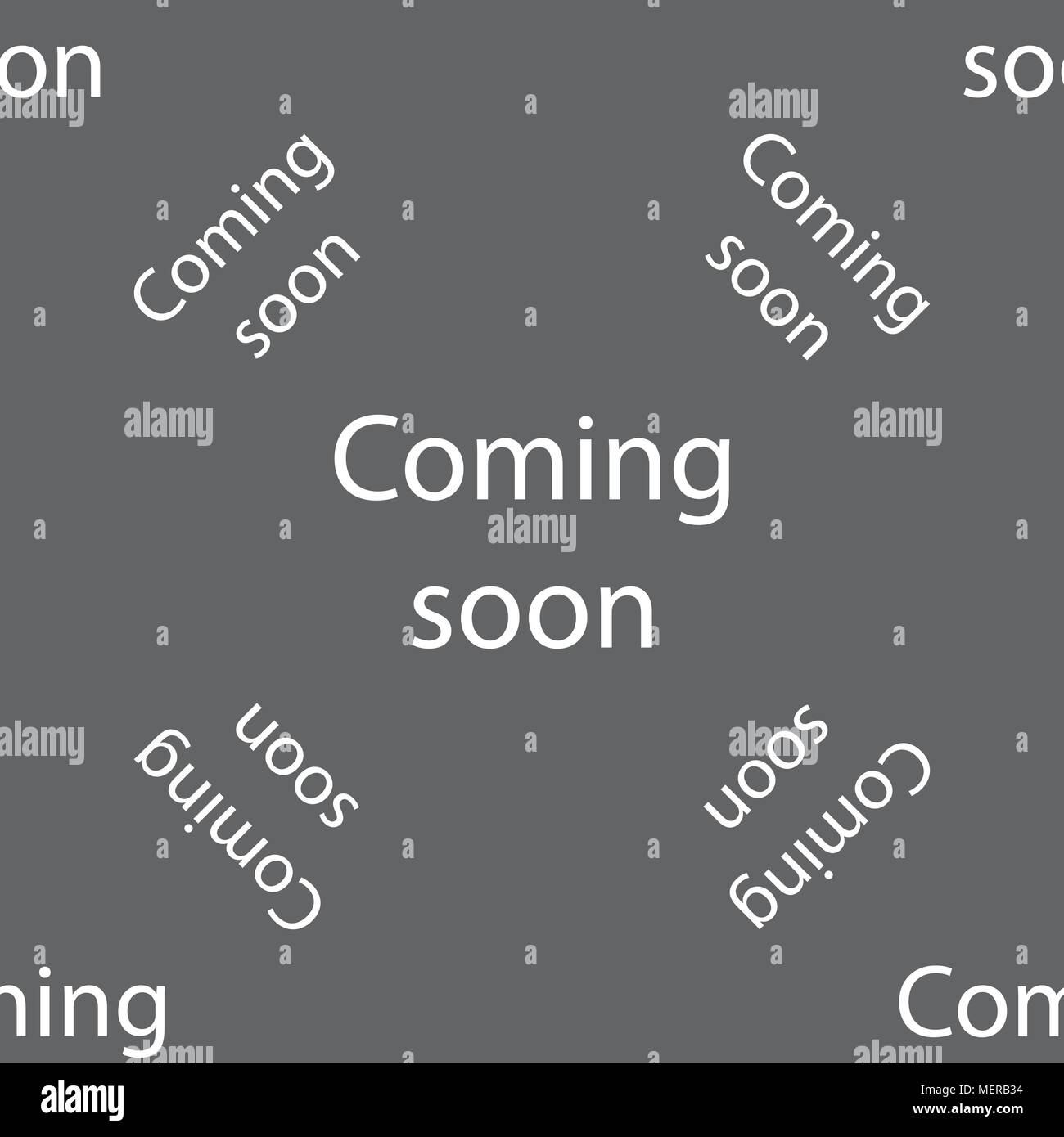 Coming soon sign icon. Promotion announcement symbol. Seamless pattern ...