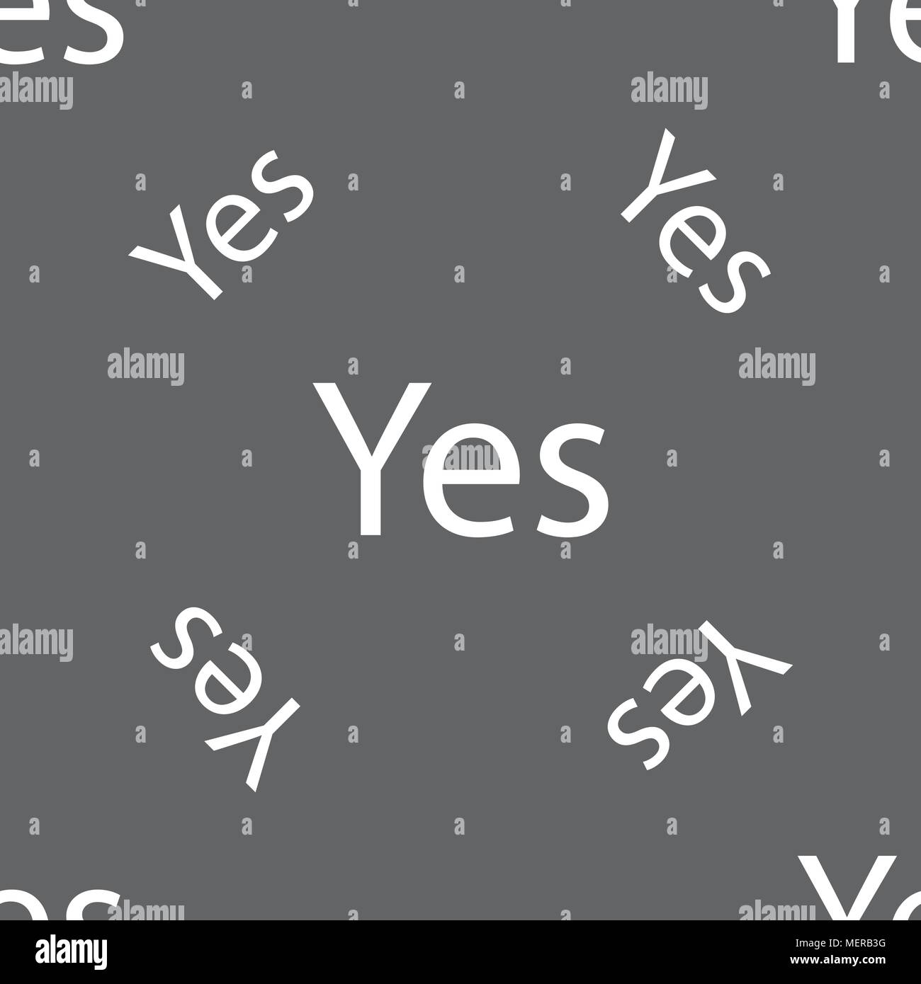 Yes sign icon. Positive check symbol. Seamless pattern on a gray ...