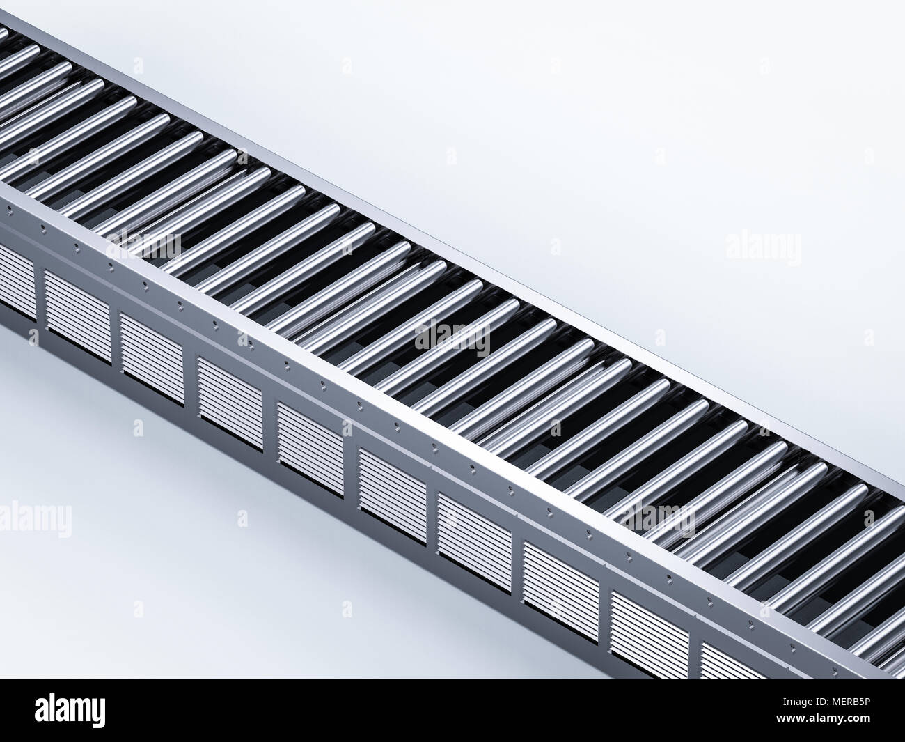 3d rendering empty conveyor belt isometric on white background Stock ...