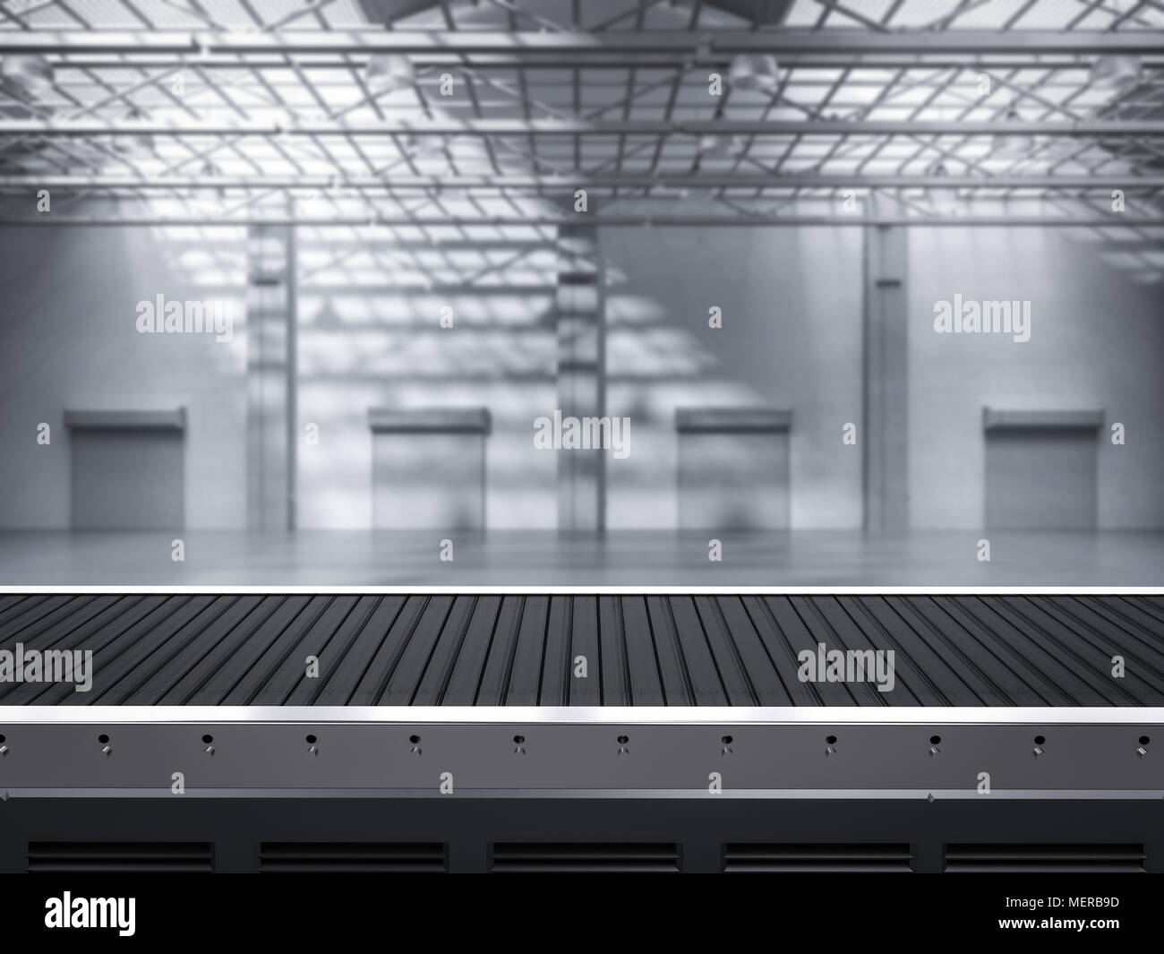 3d rendering empty conveyor line in factory Stock Photo - Alamy