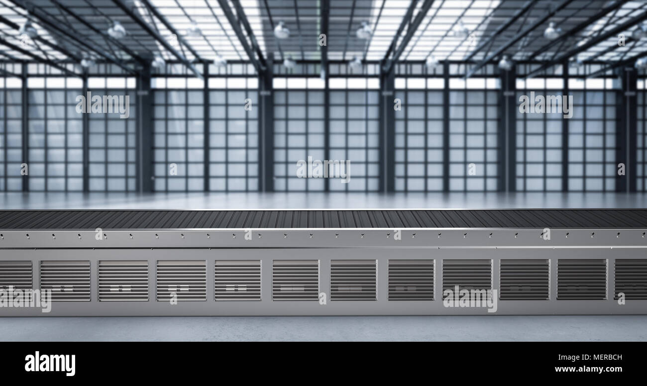 3d rendering empty conveyor line in factory Stock Photo - Alamy