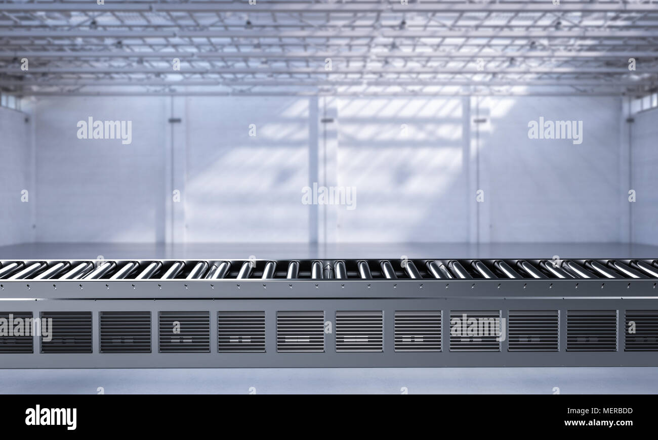 3d rendering empty conveyor line in factory Stock Photo - Alamy