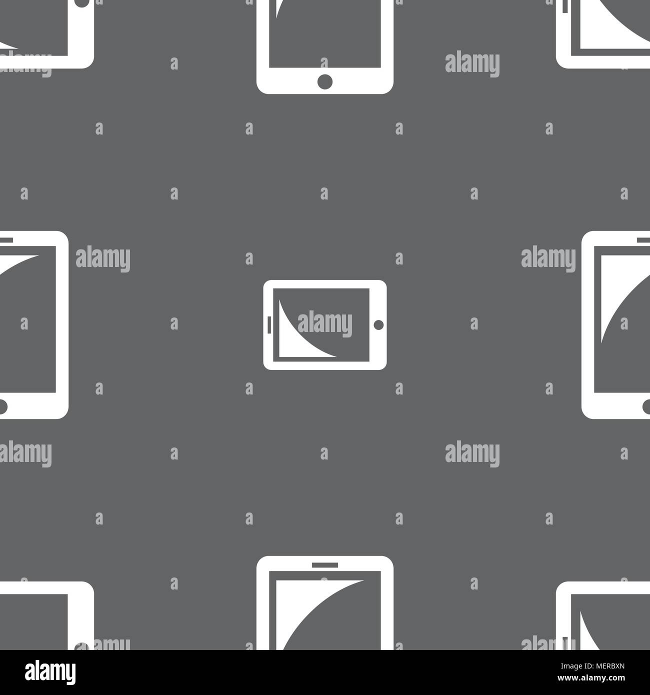 Tablet sign icon. smartphone button. Seamless pattern on a gray ... Tablet sign icon. smartphone button. Seamless pattern on a gray ...
