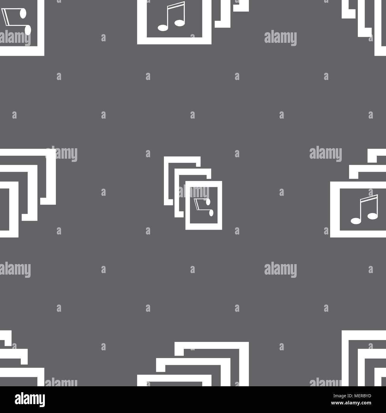 Mp3 music format sign icon. Musical symbol. Seamless pattern on a gray ...