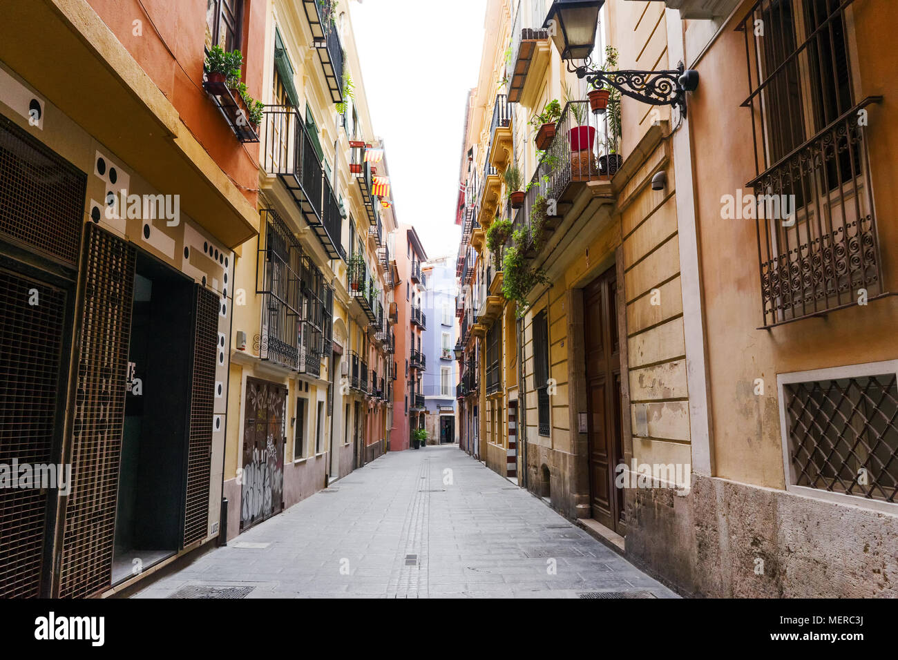 Valencia, Spain, Europe - characteristic street view in the old town ...