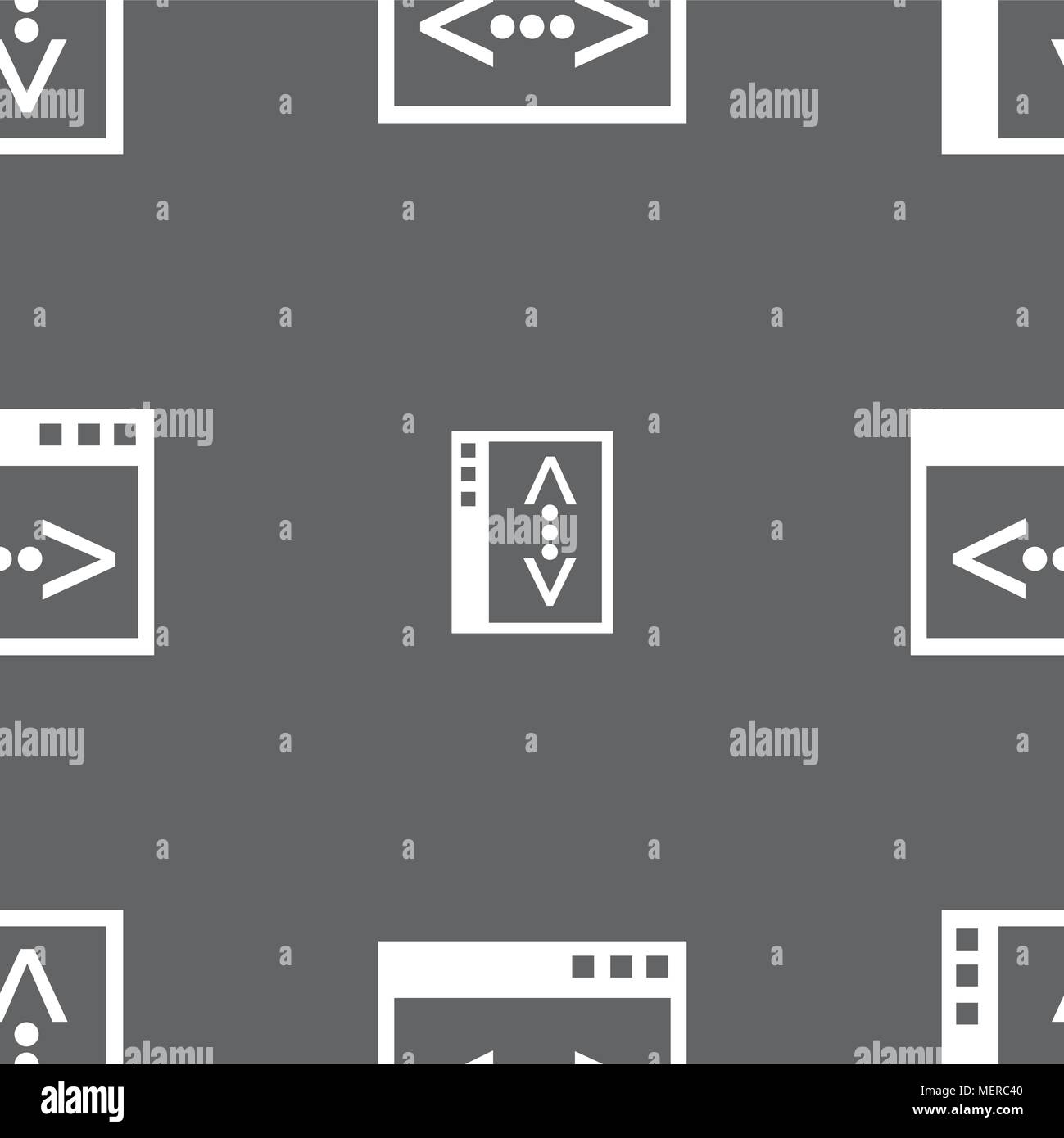 Code sign icon. Programmer symbol. Seamless pattern on a gray background. Vector illustration ...