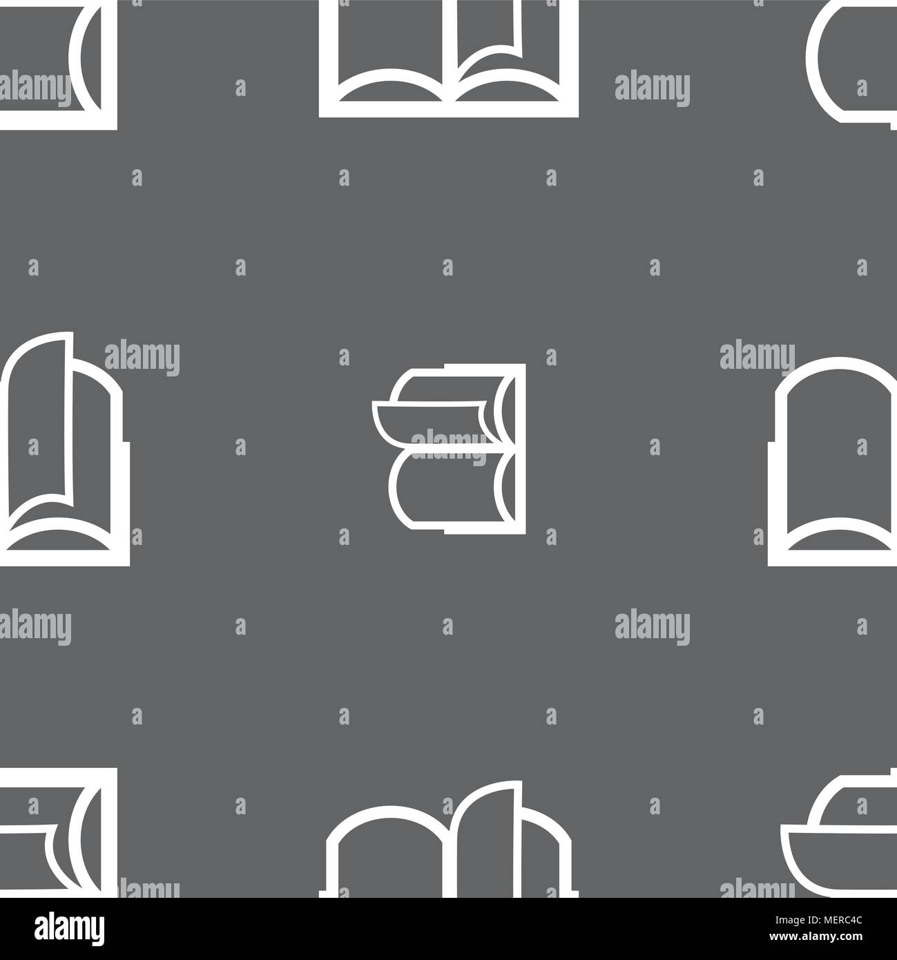 Book sign icon. Open book symbol. Seamless pattern on a gray background ...