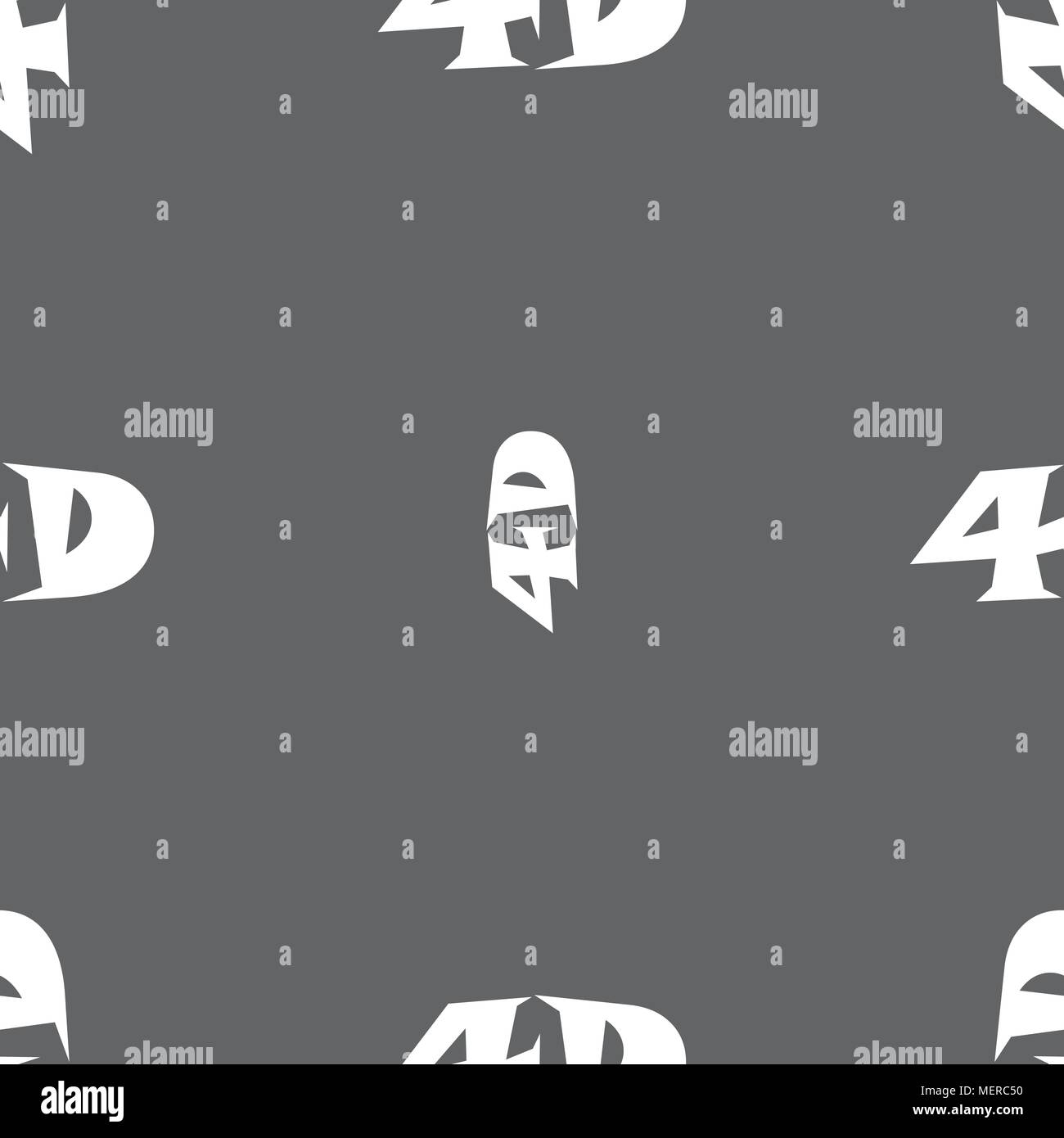 4D sign icon. 4D New technology symbol. Seamless pattern on a gray ...