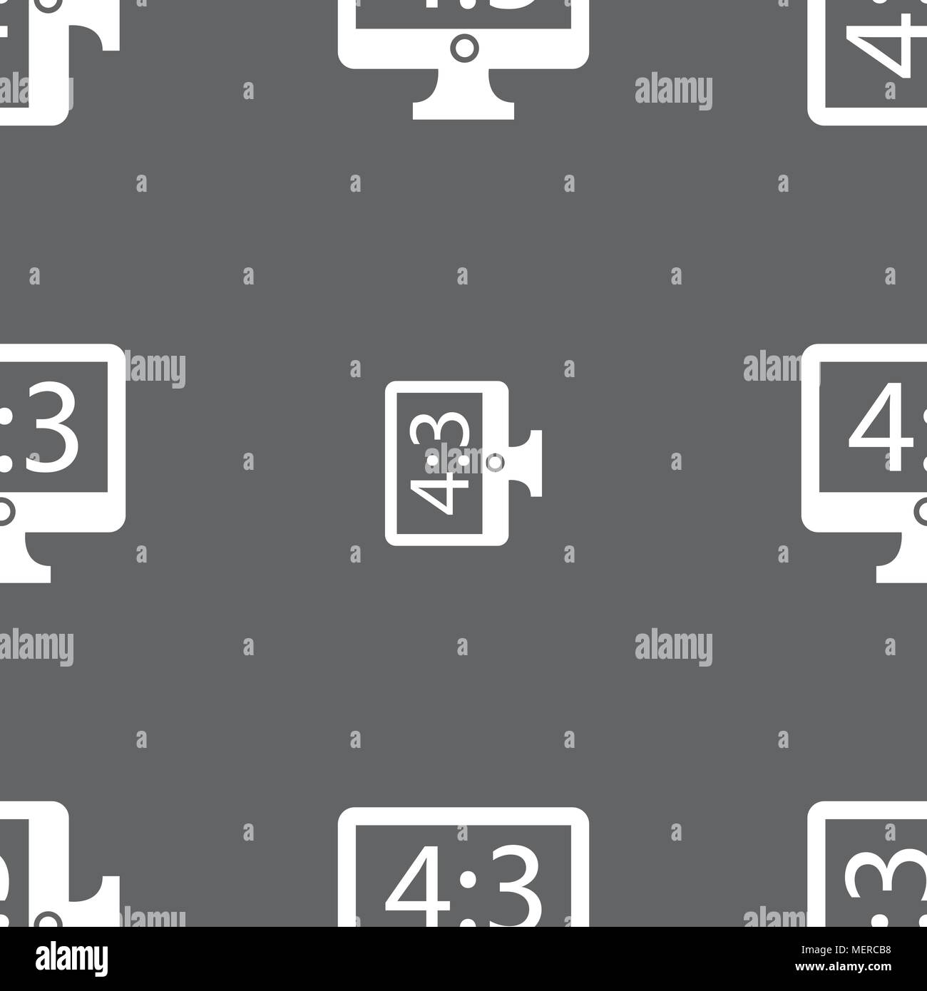 Aspect ratio 4 3 widescreen tv icon sign. Seamless pattern on a gray ...
