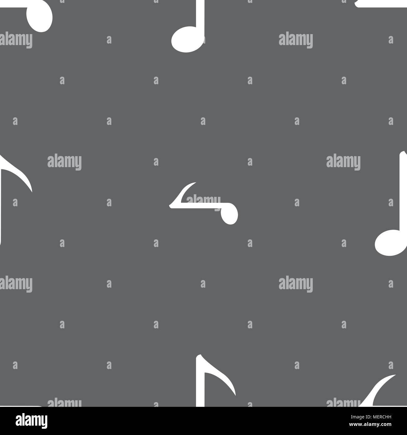 Music note icon sign. Seamless pattern on a gray background. Vector ...