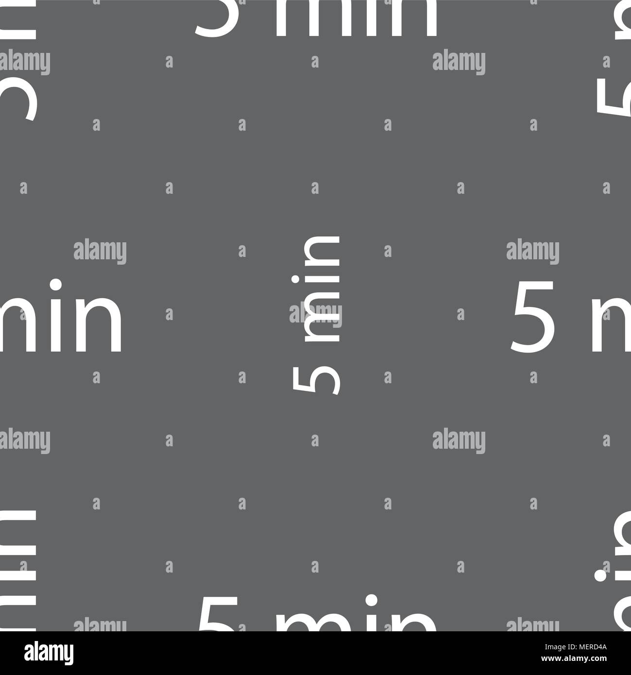 5 minutes sign icon. Seamless pattern on a gray background. Vector ...
