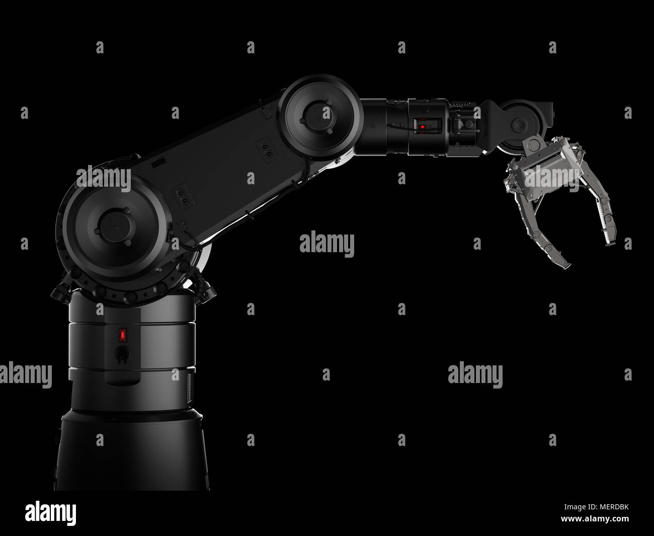 3d rendering black robotic arm or robot hand on black background Stock ...
