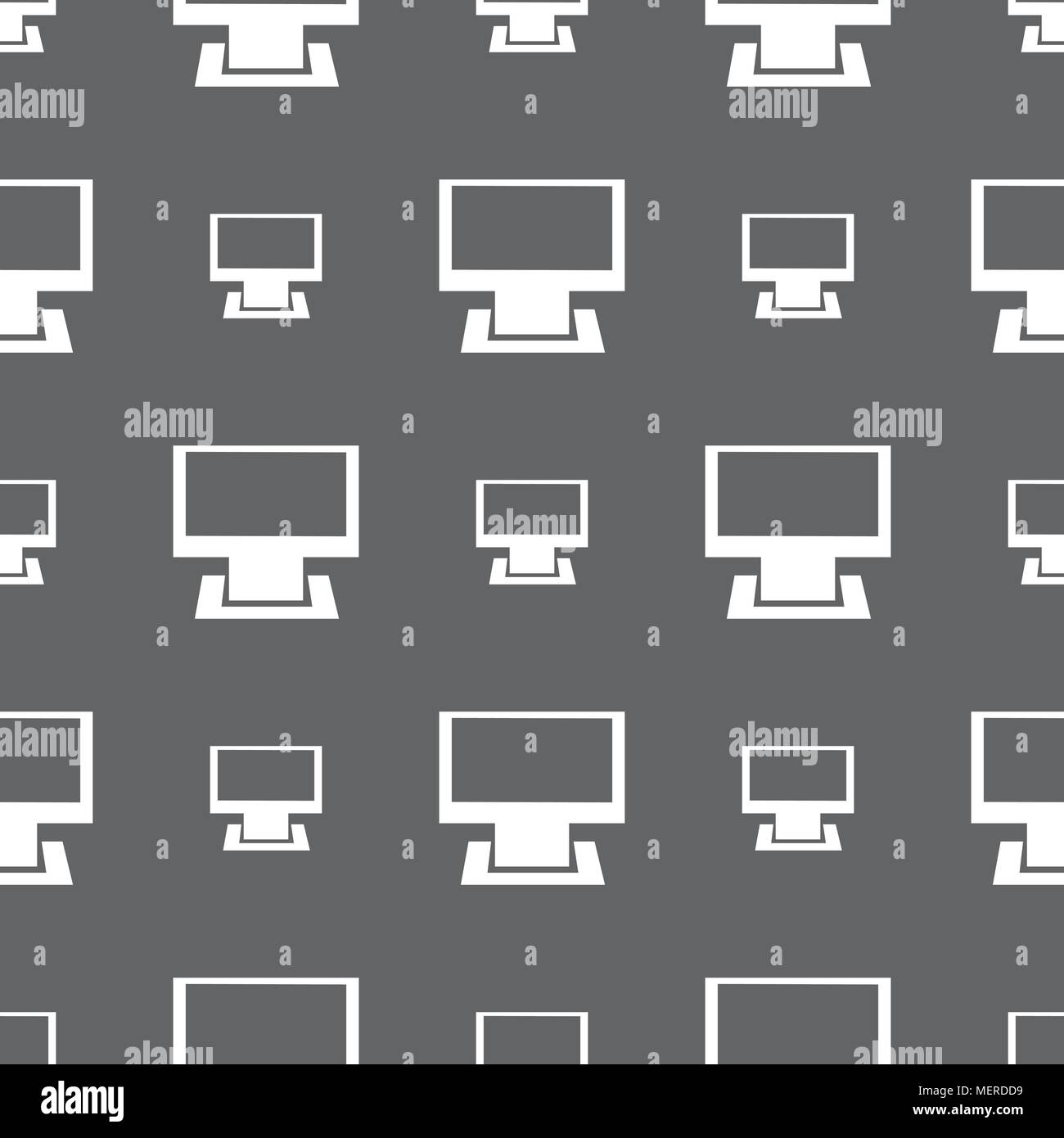 Computer widescreen monitor sign icon. Seamless pattern on a gray ...