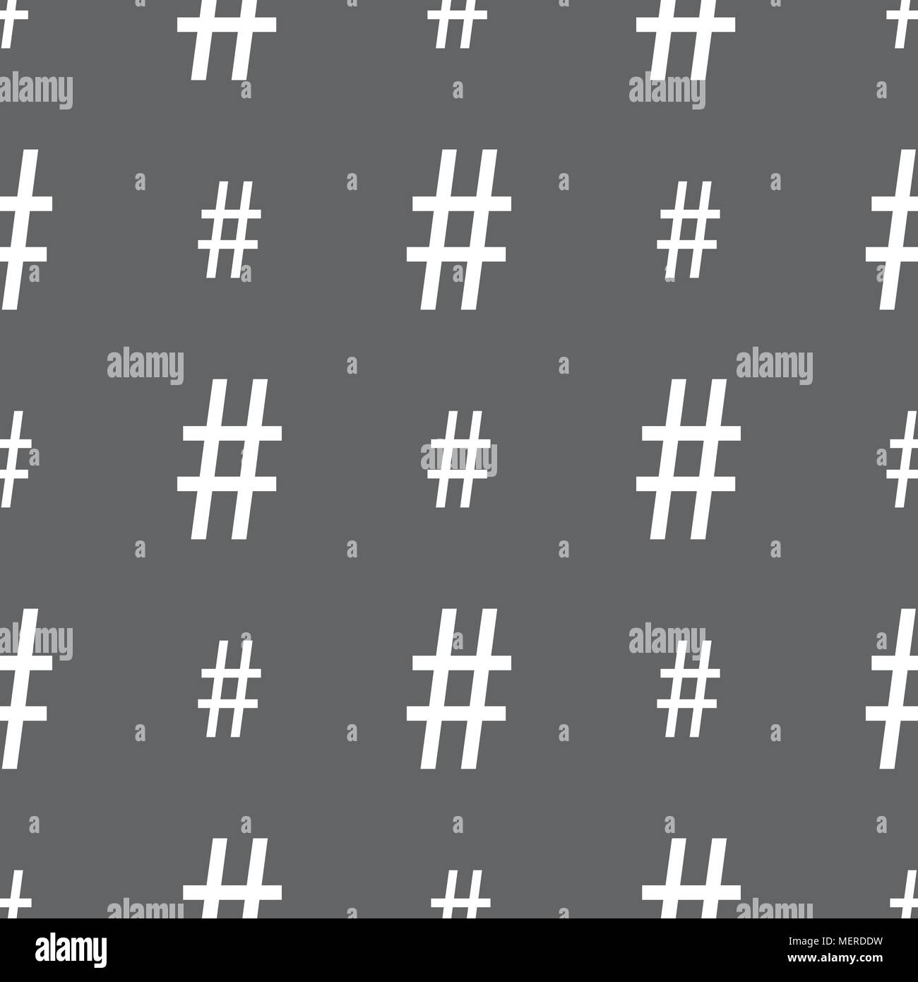 hash tag icon. Seamless pattern on a gray background. Vector ...