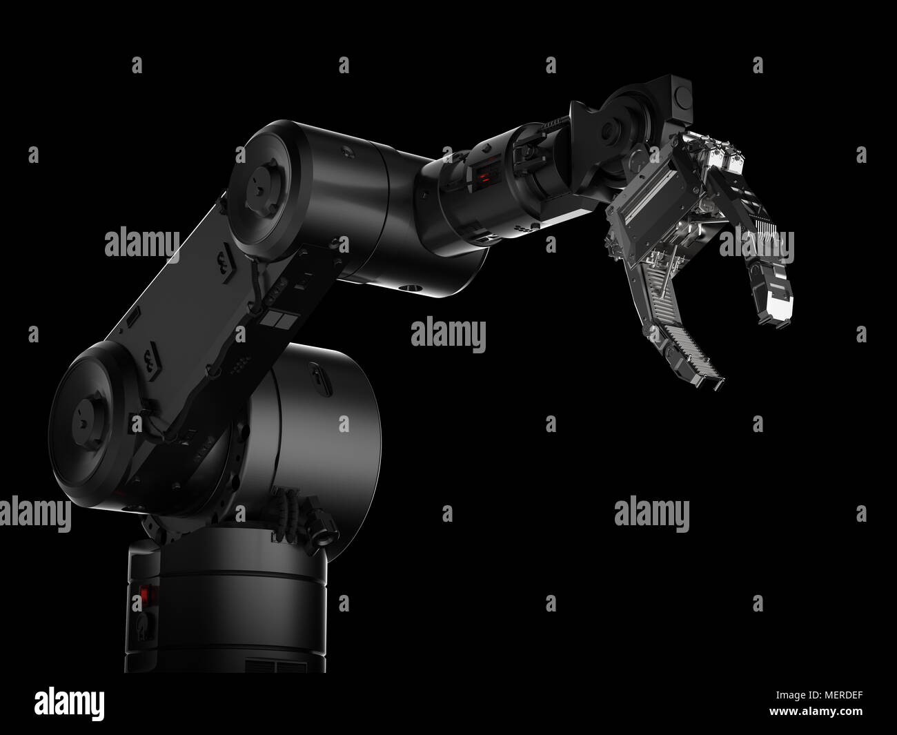 3d rendering black robotic arm or robot hand on black background Stock ...