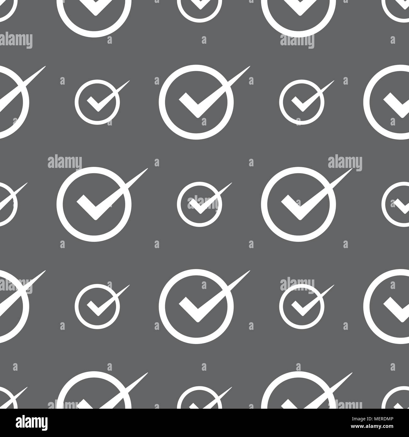 Check mark sign icon. Checkbox button. Seamless pattern on a gray ...
