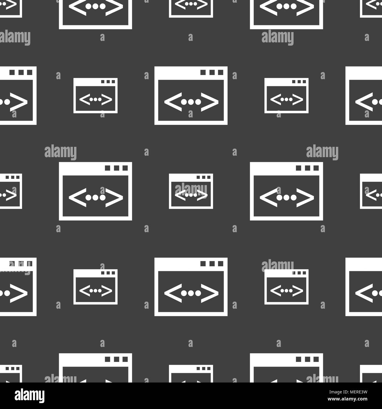 Code sign icon. Programmer symbol. Seamless pattern on a gray background. Vector illustration ...