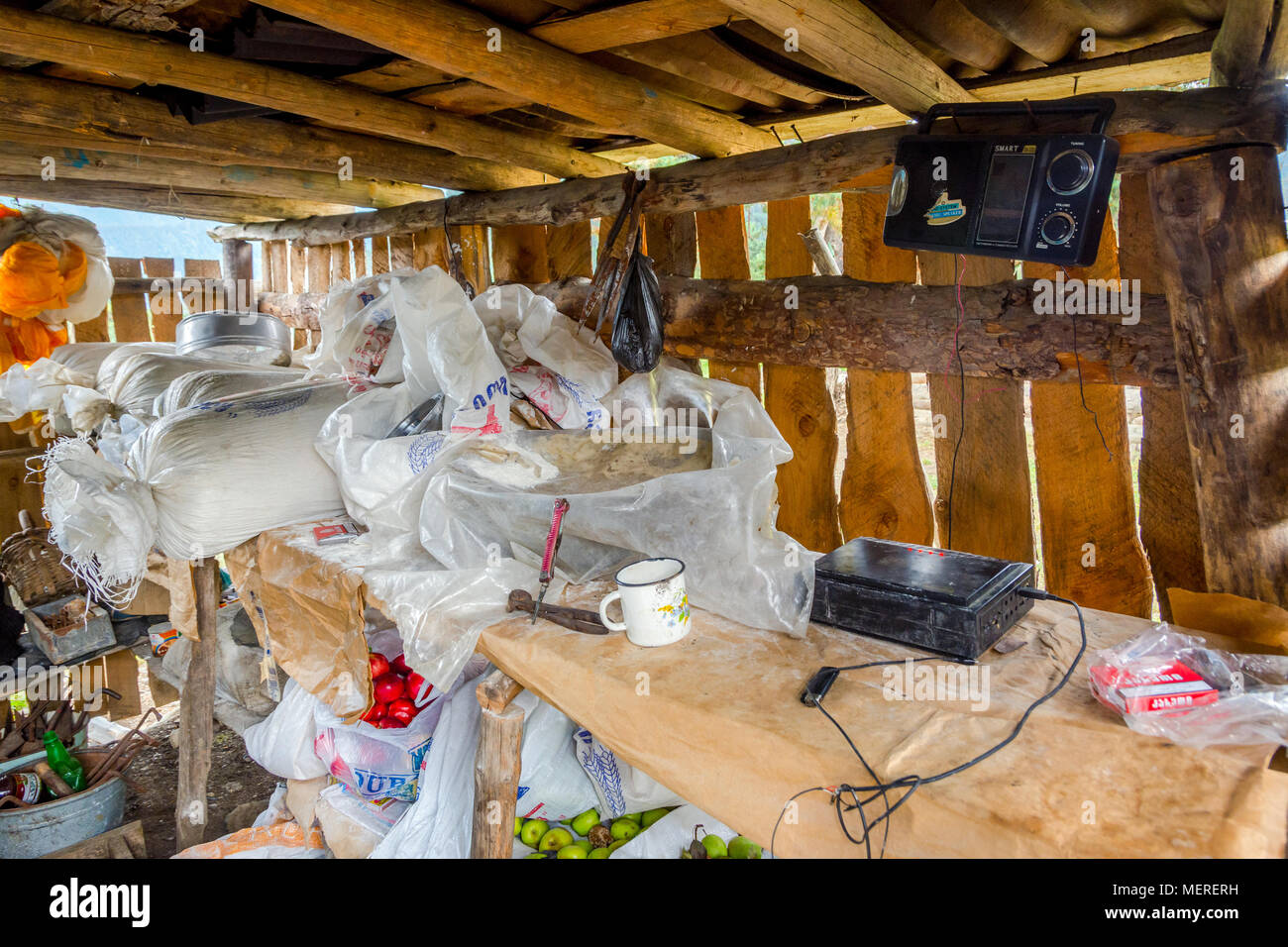 TUSHETI, GEORGIA - JULY 24: Cheese in storage made by the local ...