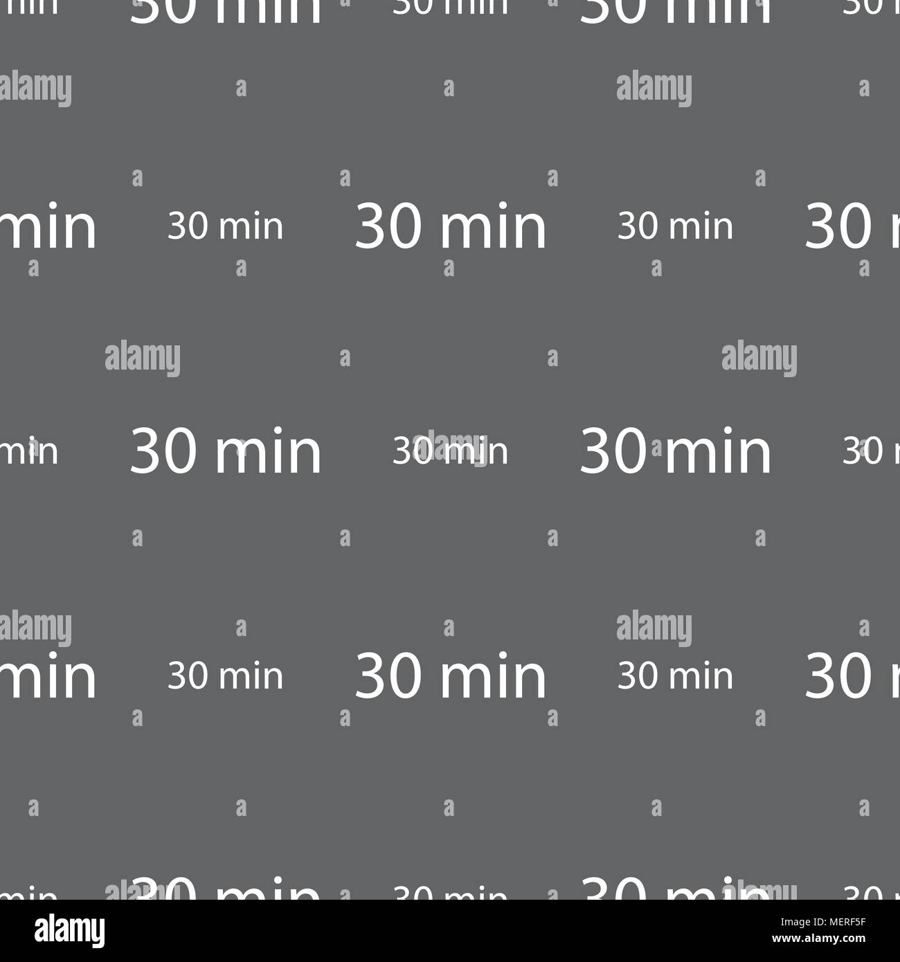30 minutes sign icon. Seamless pattern on a gray background. Vector ...