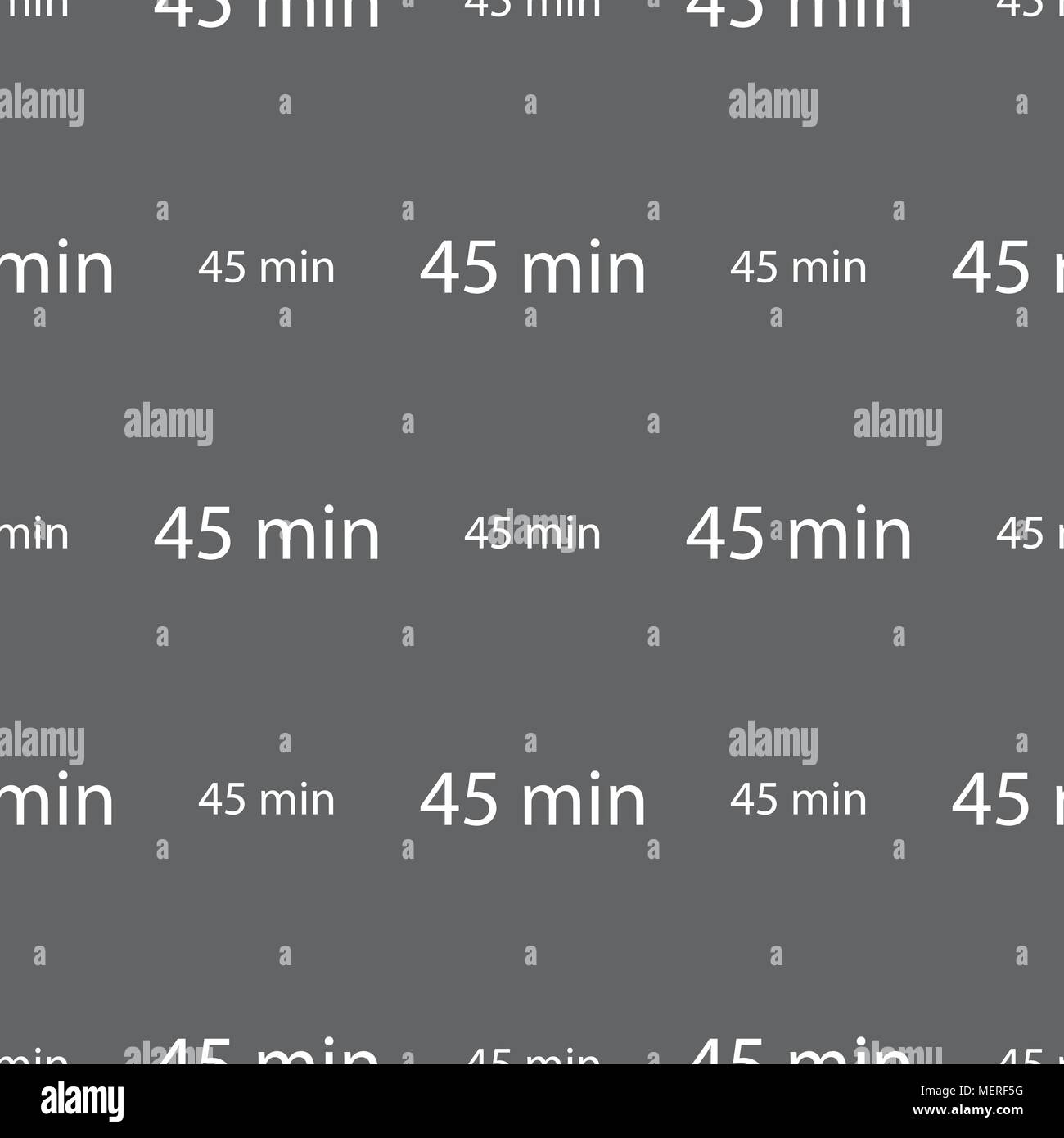 45 minutes sign icon. Seamless pattern on a gray background. Vector ...
