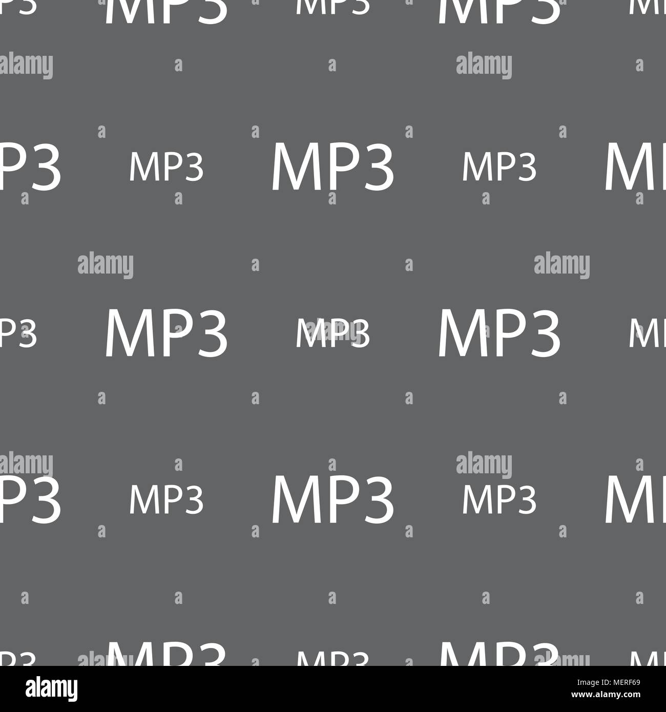 Mp3 music format sign icon. Musical symbol. Seamless pattern on a gray ...