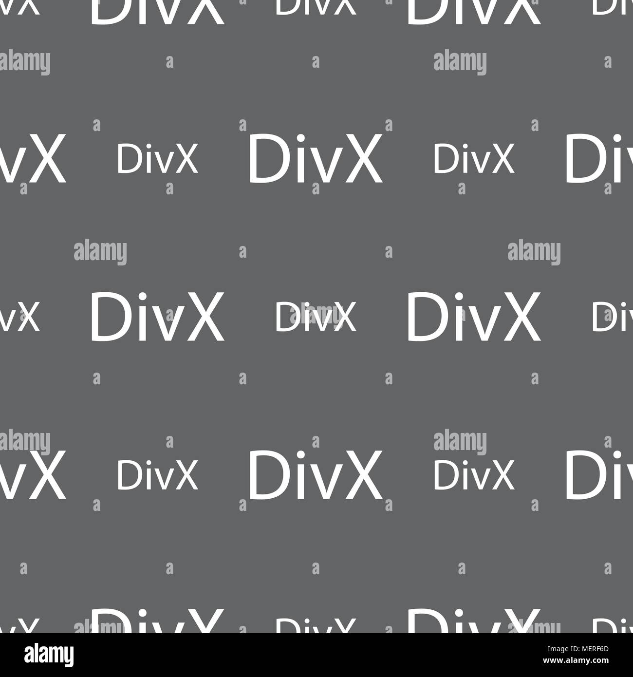 DivX video format sign icon. symbol. Seamless pattern on a gray ...