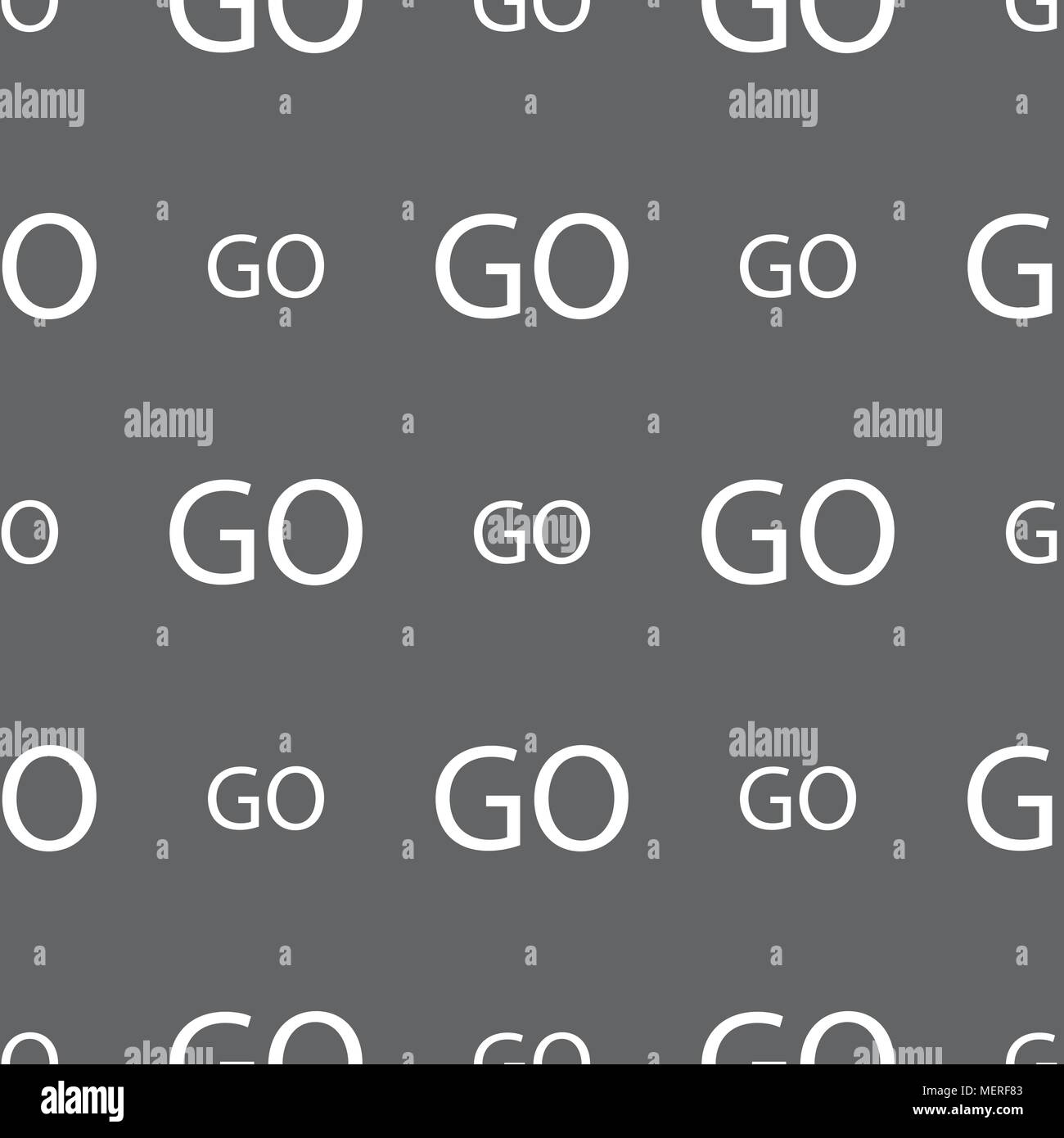 GO sign icon. Seamless pattern on a gray background. Vector ...