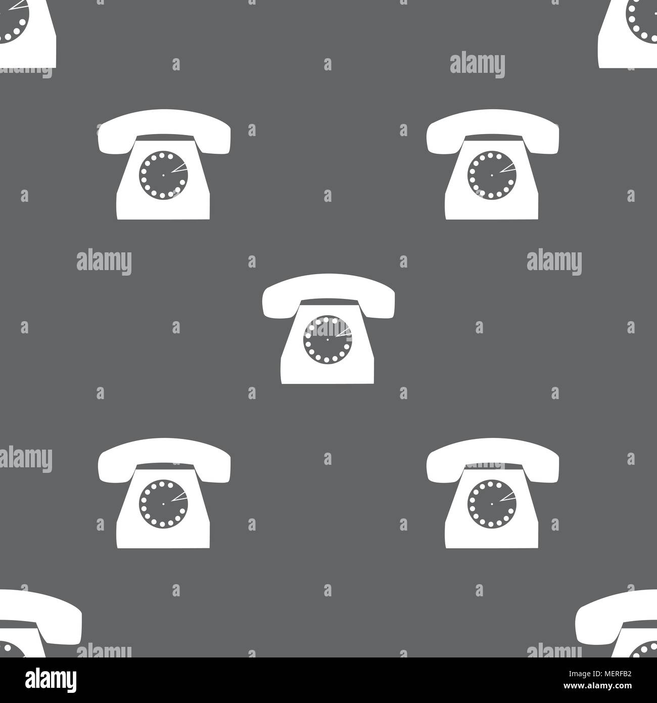 Retro telephone icon symbol. Seamless pattern on a gray background ...