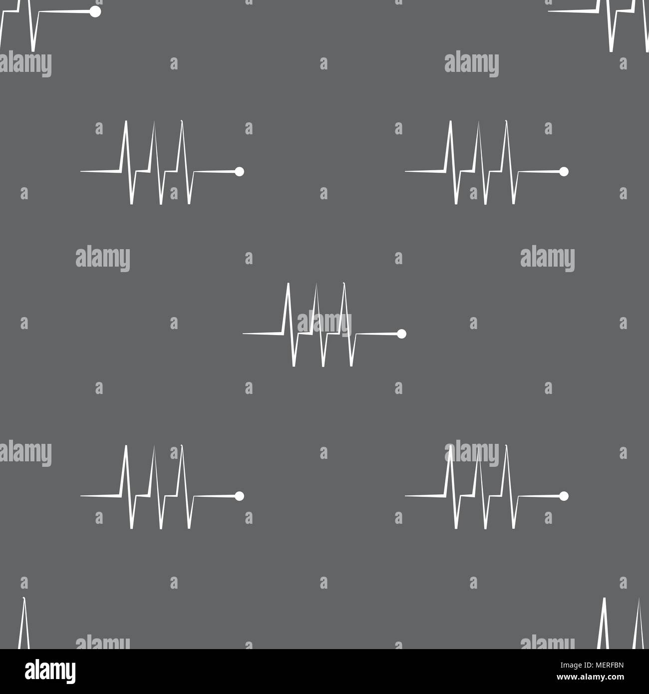 Cardiogram monitoring sign icon. Heart beats symbol. Seamless pattern ...