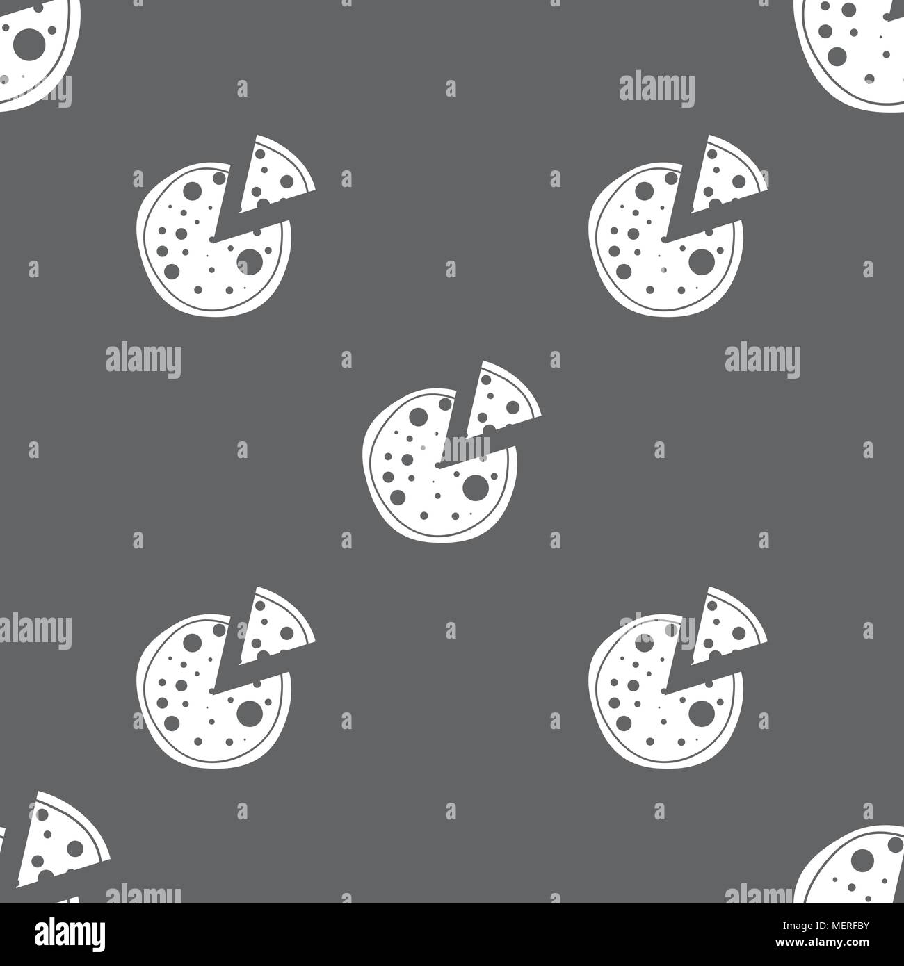 Pizza Icon. Seamless pattern on a gray background. Vector illustration ...