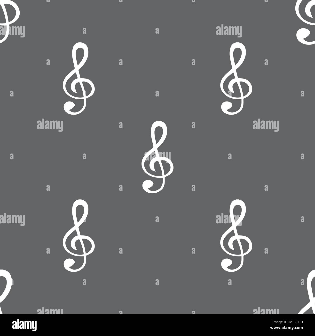 treble clef icon. Seamless pattern on a gray background. Vector ...