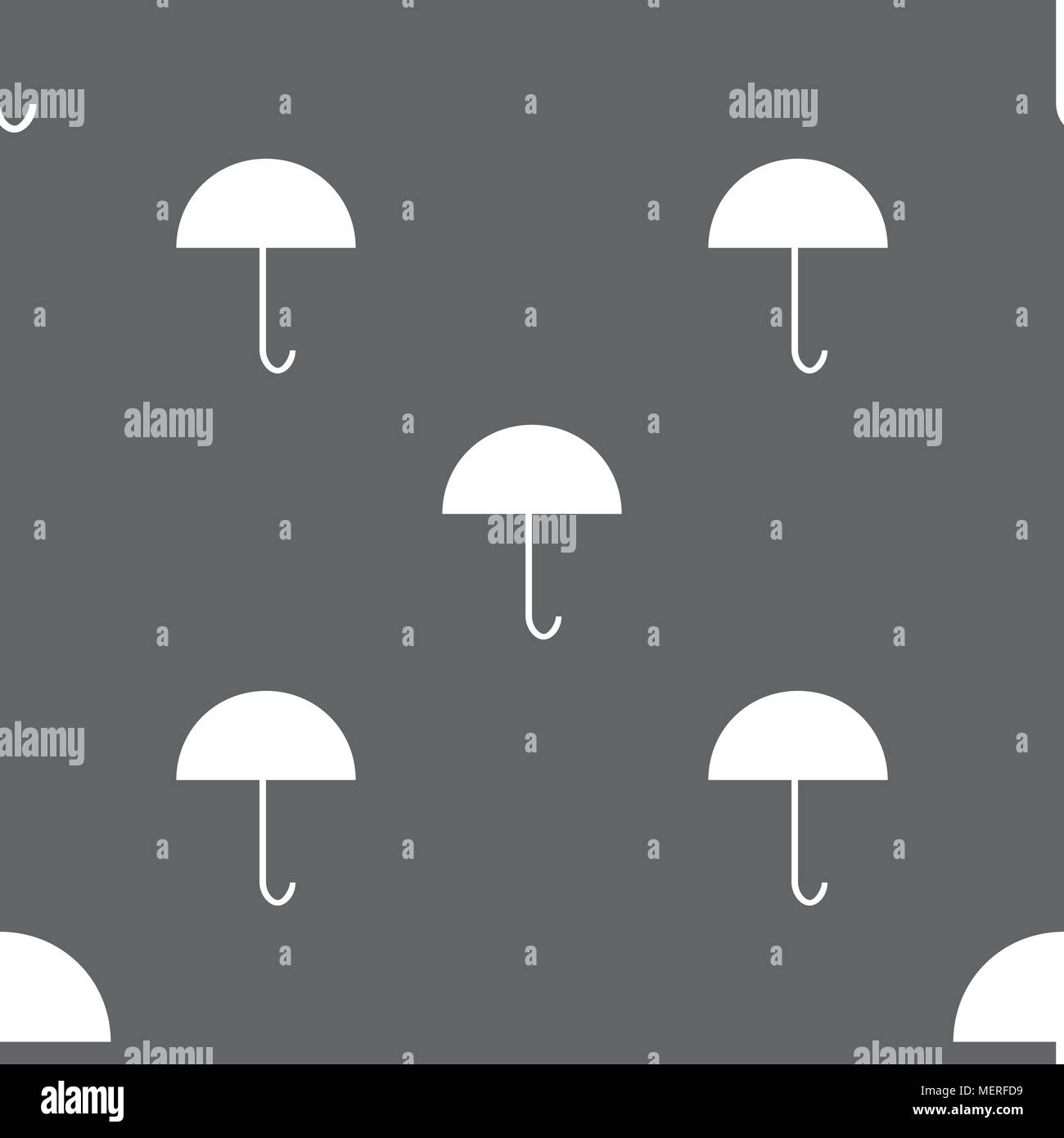 Umbrella sign icon. Rain protection symbol. Seamless pattern on a gray ...