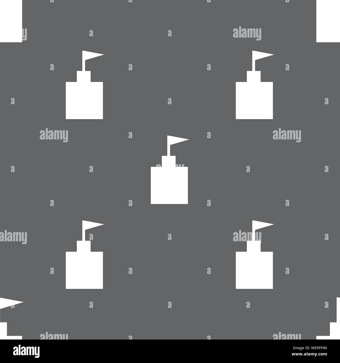 tower icon. Set Flat modern. Seamless pattern on a gray background ...