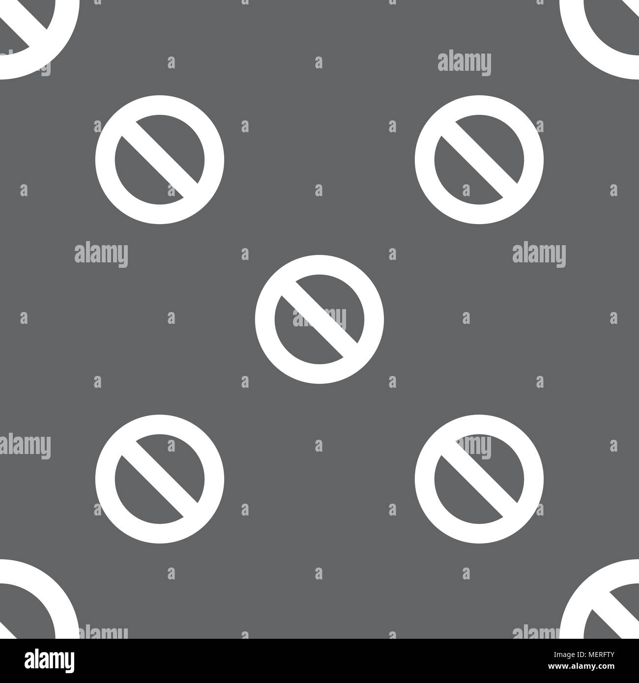 Stop sign icon. Prohibition symbol. No sign. Seamless pattern on a gray ...