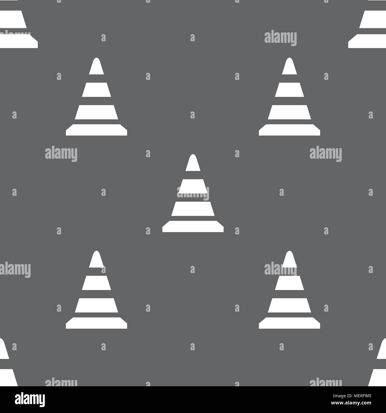 road cone icon. Seamless pattern on a gray background. Vector ...