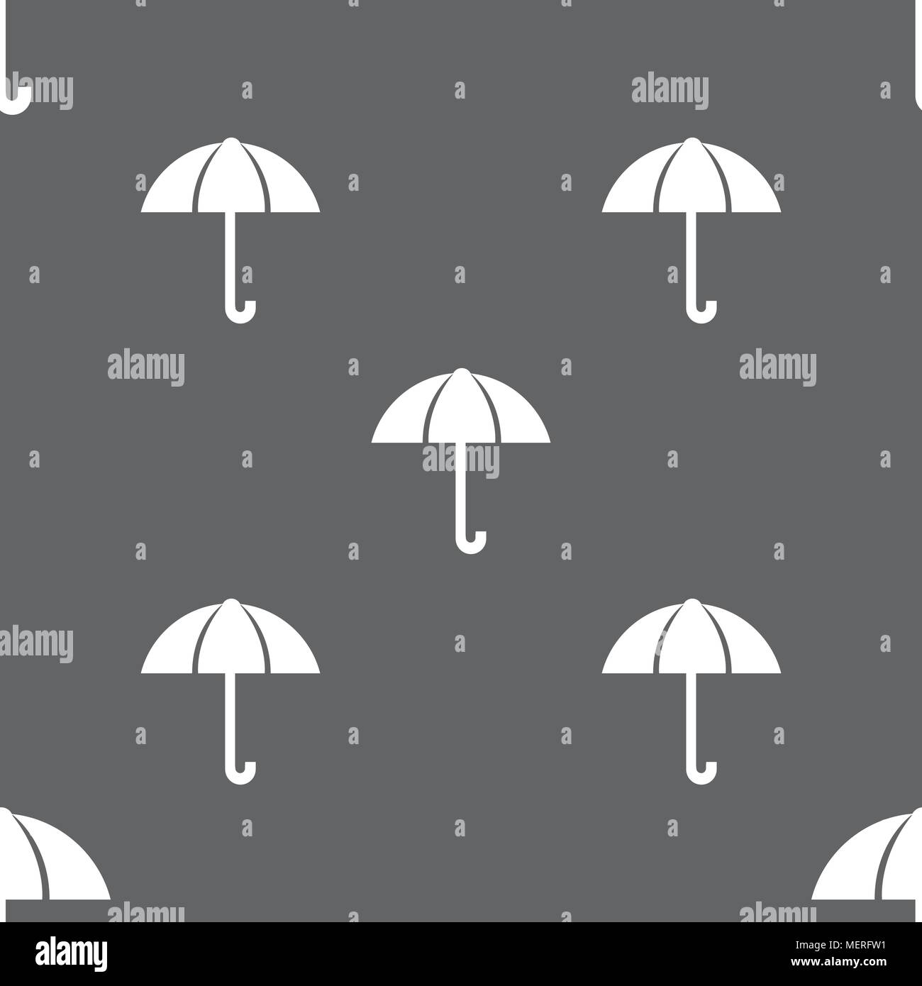 Umbrella sign icon. Rain protection symbol. Seamless pattern on a gray ...