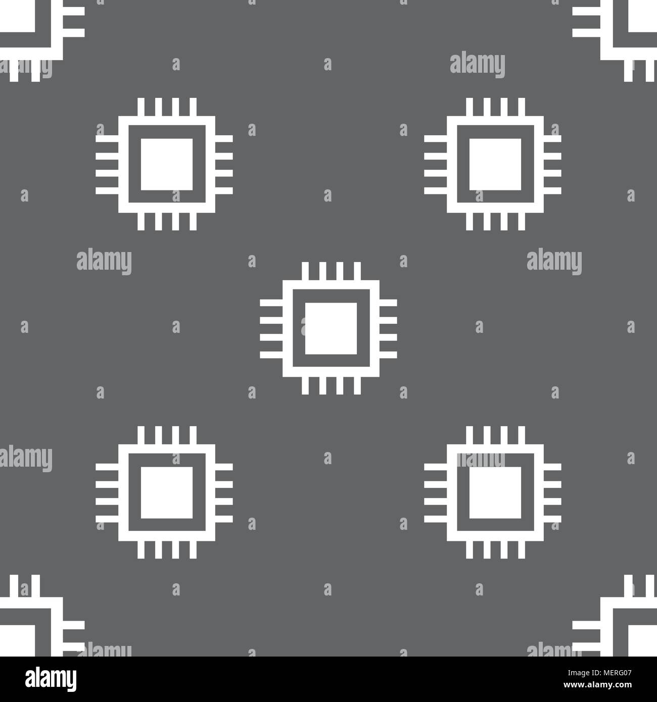 Central Processing Unit Icon. Technology scheme circle symbol. Seamless ...