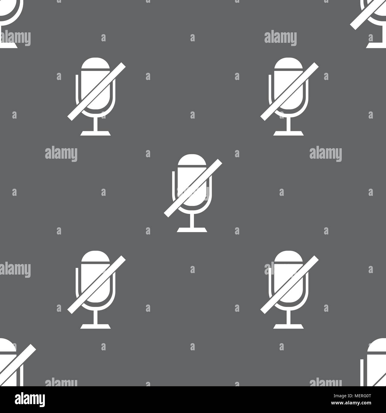 No Microphone sign icon. Speaker symbol. Seamless pattern on a gray ...