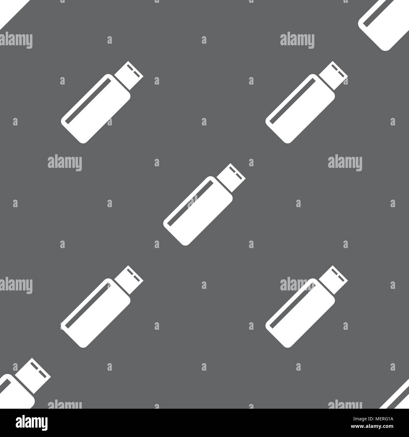 Usb sign icon. Usb flash drive stick symbol. Seamless pattern on a gray ...